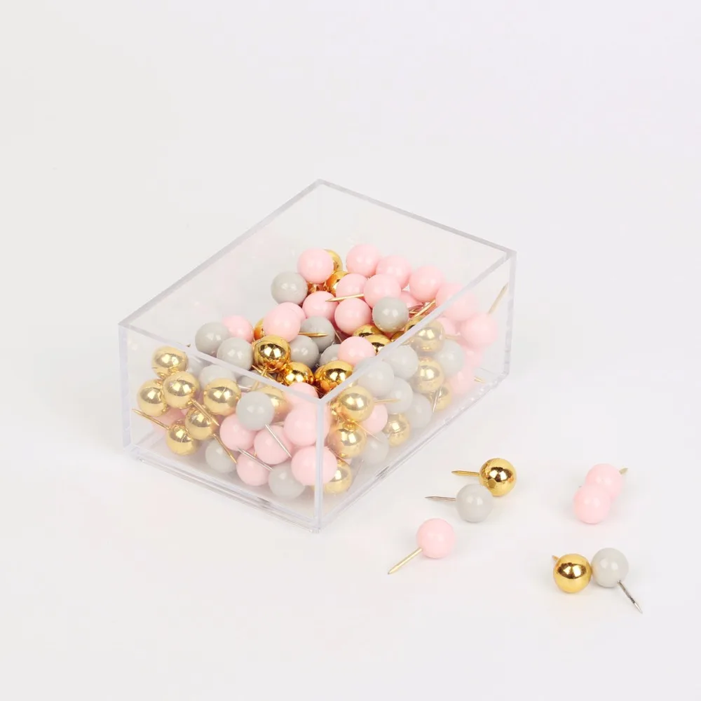 120pcs Pink Series Push Pins Office Decorative Gift Stationery Colored ...