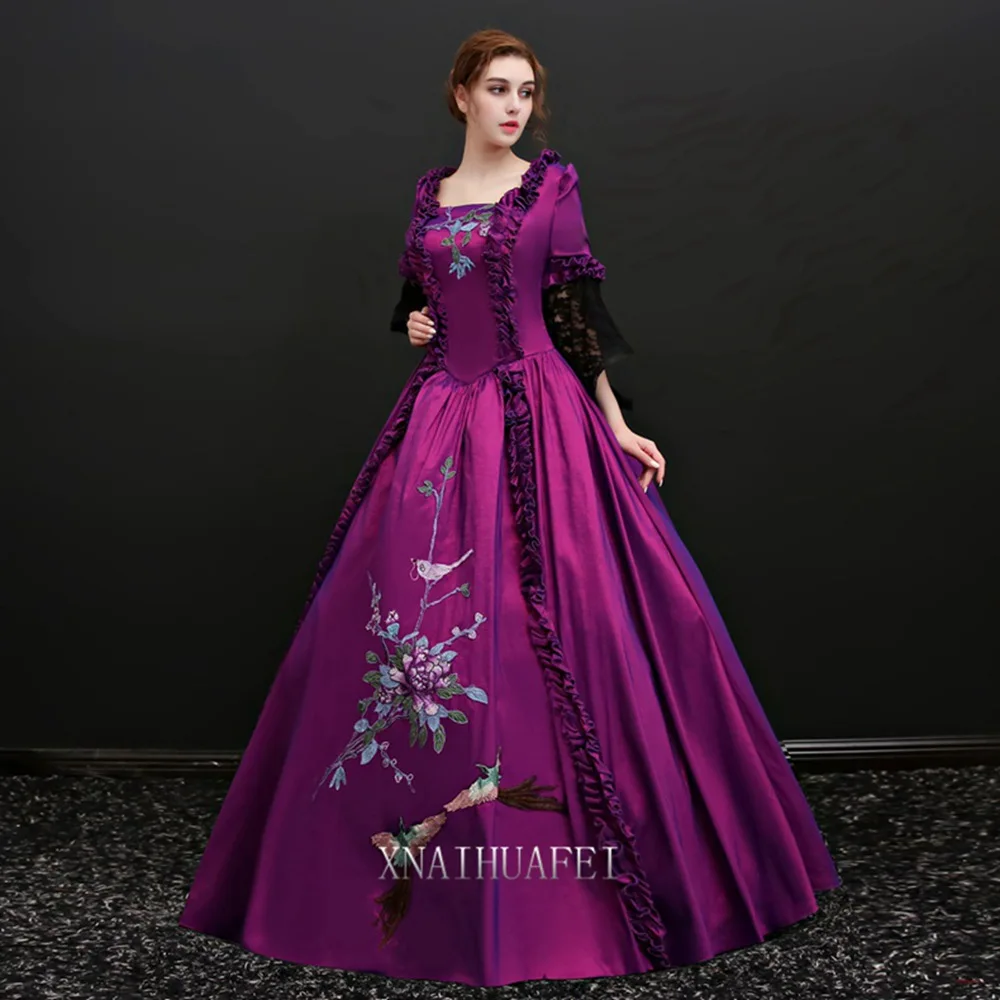 18th Century Rococo Purple Royal Court Dress Retro Baroque Clothing ...
