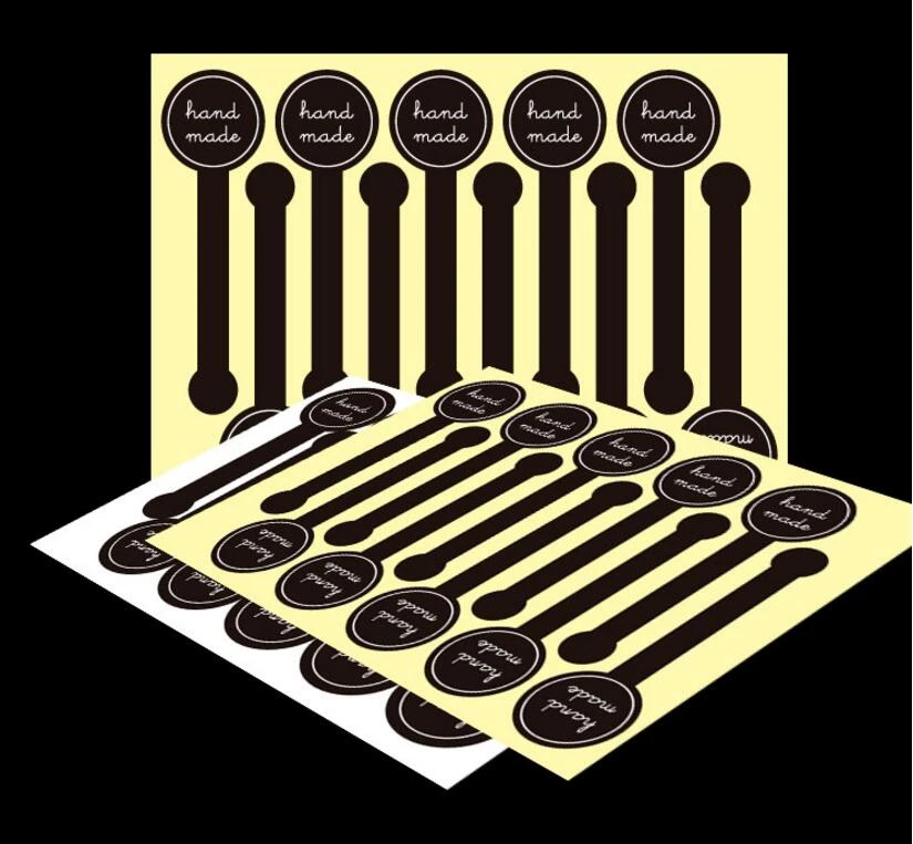 200pcs/lot "Hand made" Black Self adhesive Stickers, Long label sticker ...