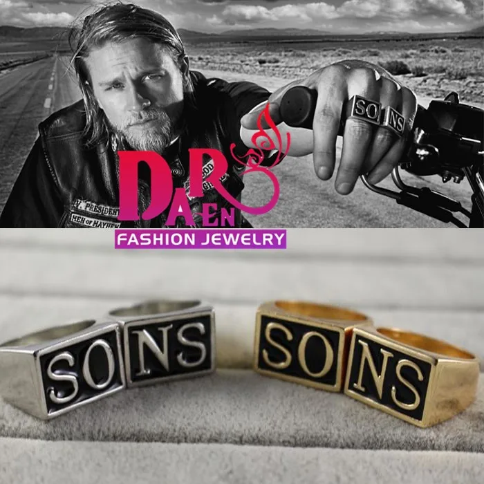 For Sons of Anarchy Set Ring Jax Teller Ring silver and gold color ...
