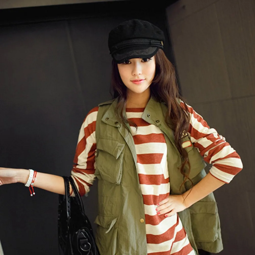 Женские военные береты, шапки, матросские кепки, плоская кость ...