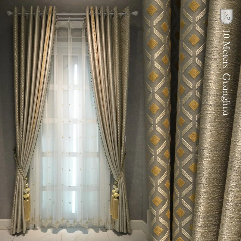 Custom Curtains High-end European American High-precision Jacquard Gold ...
