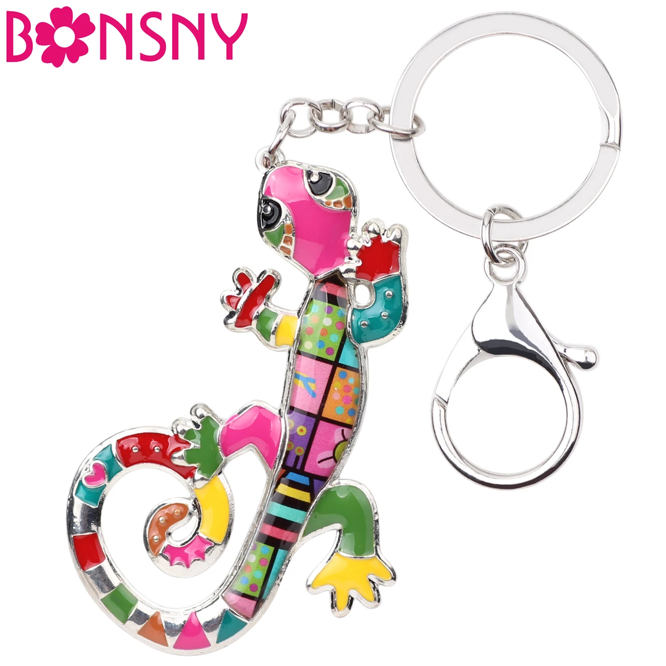 Bonsny Enamel Alloy Lizard Gecko Key Chain Key Ring Handbag Bag Charm ...