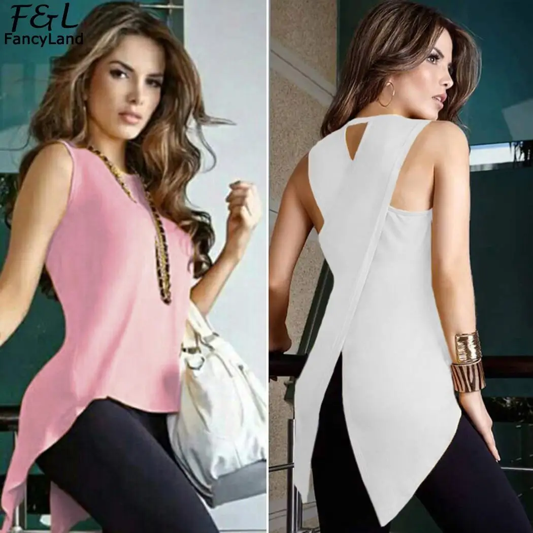 Women Summer Tank Top Back Crossing Hollow Out Asymmetrical Hem Sexy Tank Tops Women|Tank Tops ...
