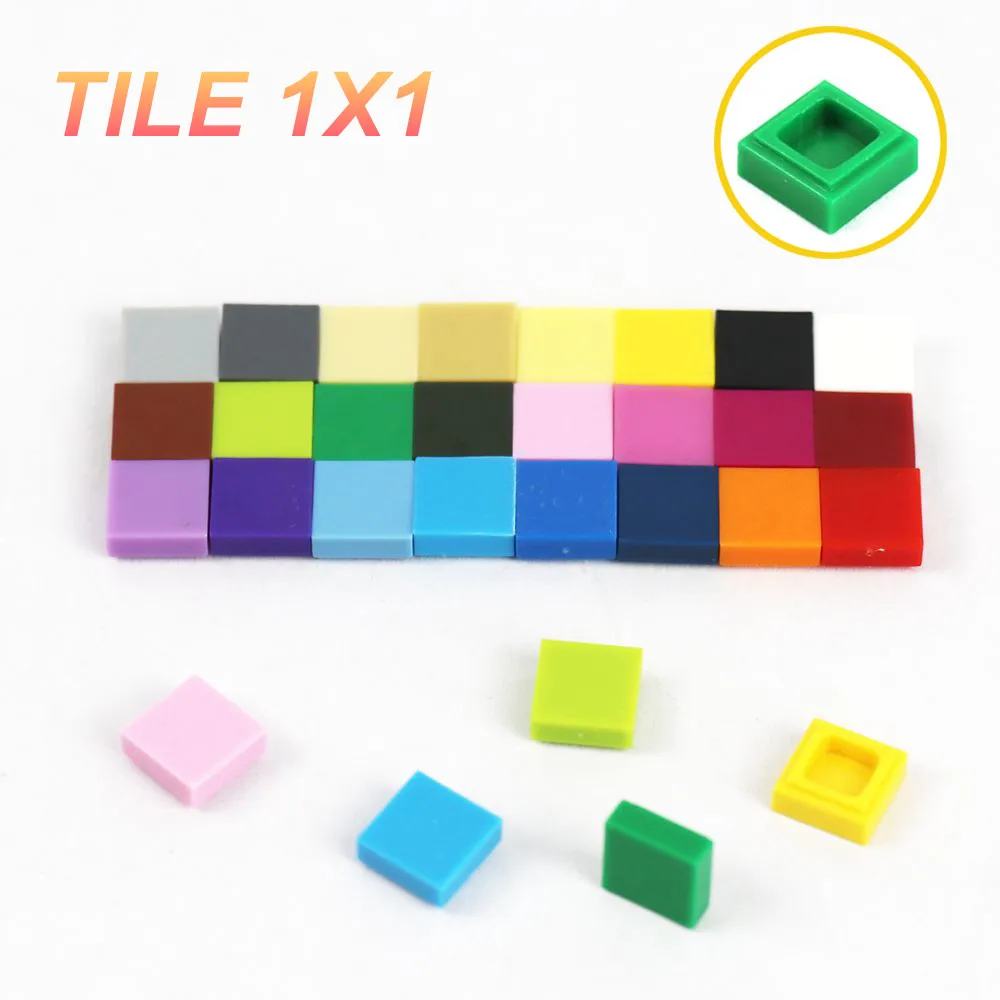 100pcs Flat Tiles 1 x 1 MOC City Building Pieces Parts 3070 DIY Army ...