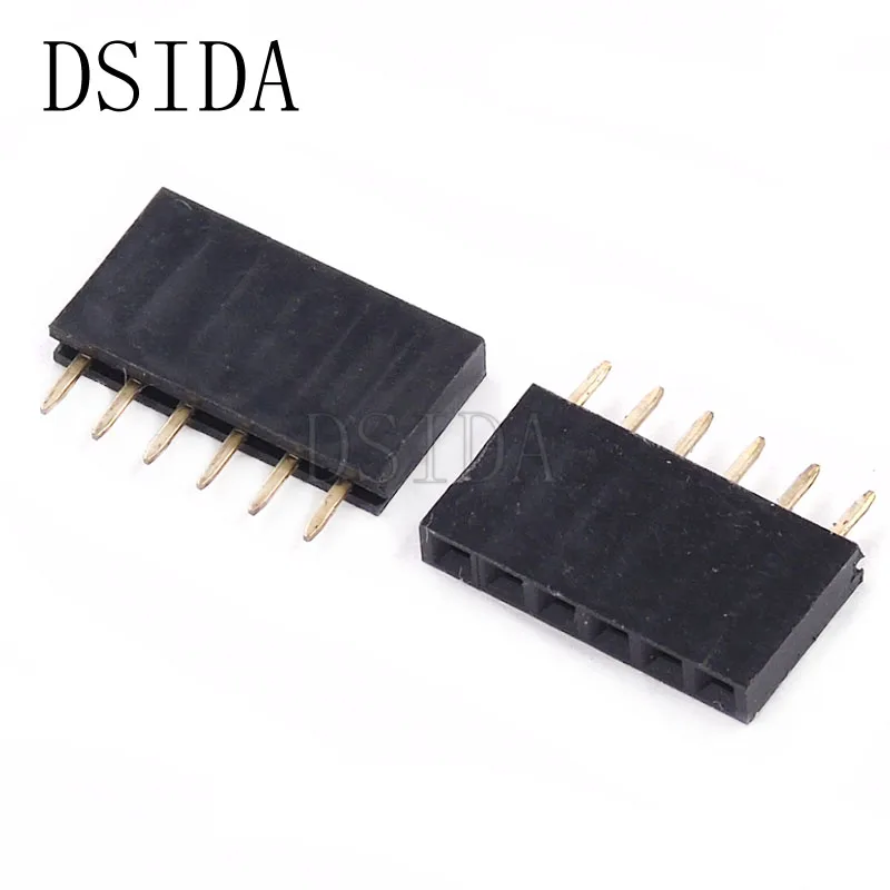 10pcs Female Pin Header Strip 6 Pin Pitch 2.54 Mm Single Row Female Pin ...