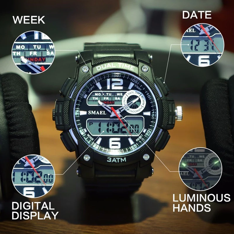 Digital Analog Watch S Shock Men Women LED Electronic Day 50m ...