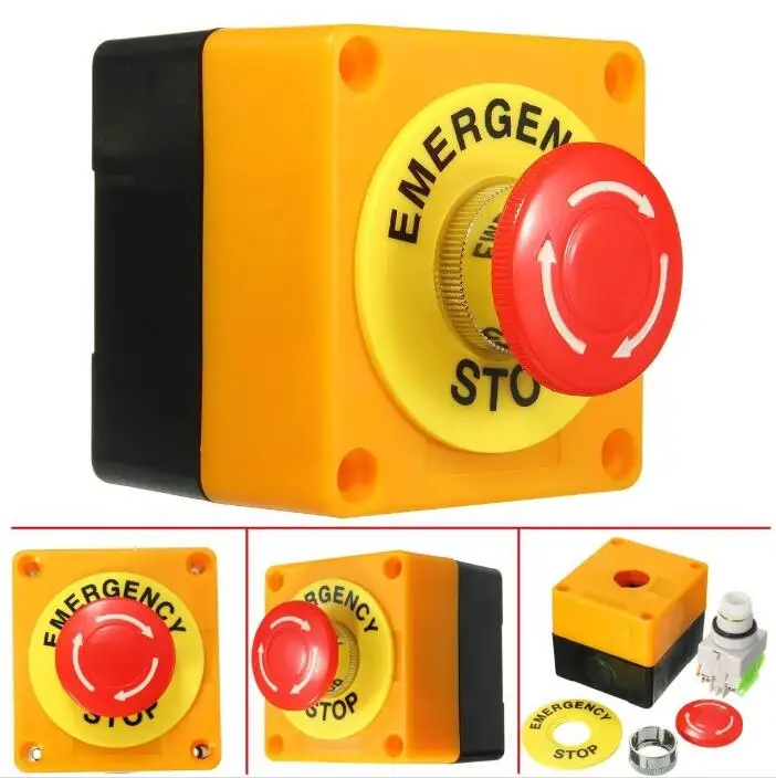 AC-660V-10A-Plastic-Shell-Red-Sign-Emergency-Stop-Mushroom-Push-Button ...