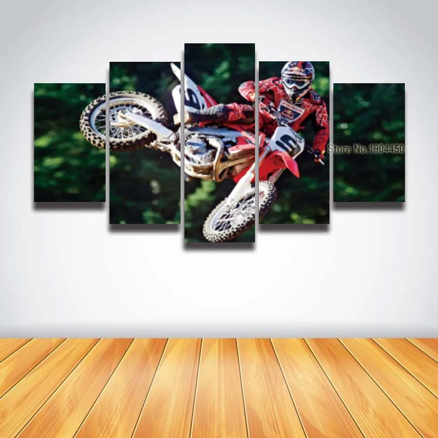 5 panel Printed sport motorcycle picture painting for wall art home ...