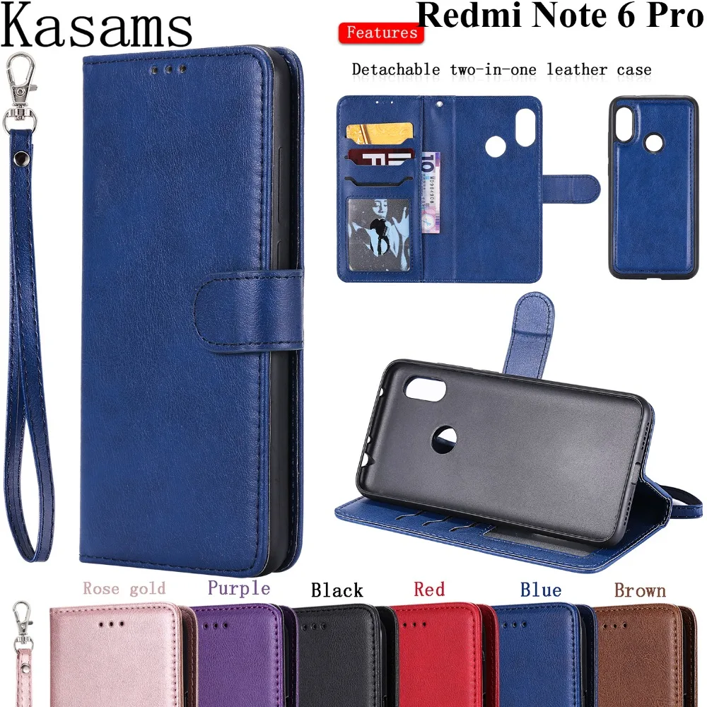 Detachable 2in1 Case For Xiaomi Redmi Note 6 Pro Flip Wallet Leather ...