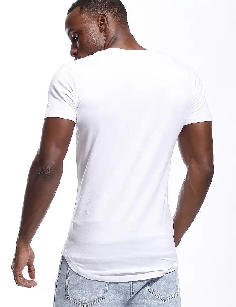 Deep V Neck T Shirt for Men Low Cut Vneck Wide Vee Tee Male Tshirt ...