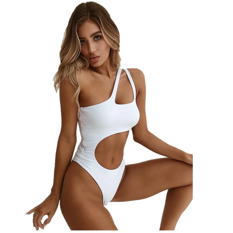 Women 2018 Swimwear One Shoulder Bathing Suit New One Piece Solid
