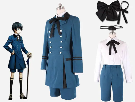 Black Butler Ciel Phantomhive blue uniform Cosplay Costume Sebasti ...
