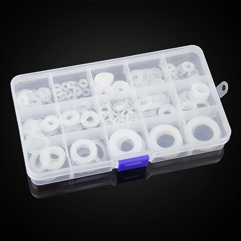 250pcs White Soft Nylon Washer Set Plastic Insulated Flat Washer Water ...