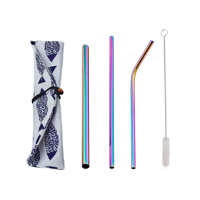 Reusable Metal Drinking Straws Kit With Cleaning Brush - Rhino Camping