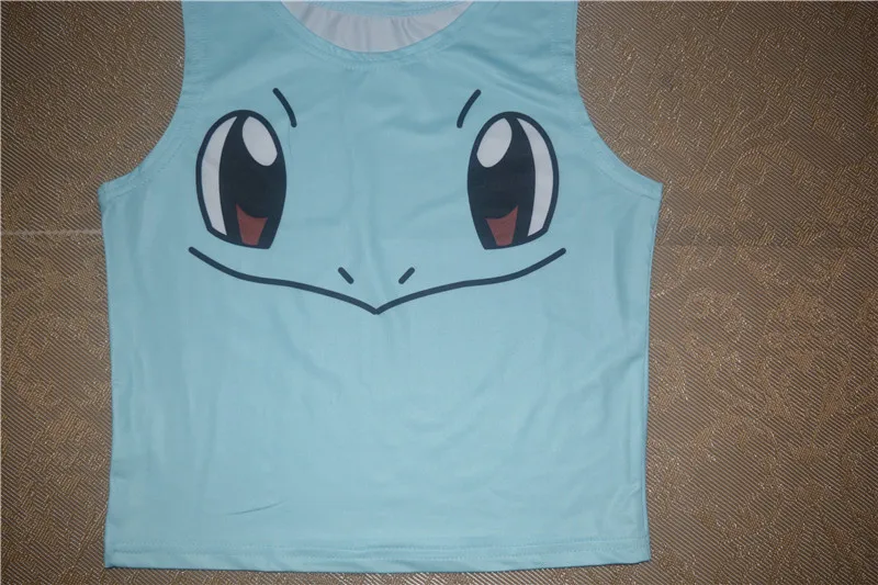 Anime Pokemon Pikachu Print Sleeveless Crop Top - KawaiiMerch.com