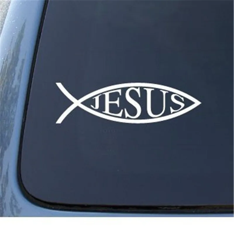 JESUS FISH Car Window Vinyl Decal Sticker 5.5" (Color: White) Truck ...