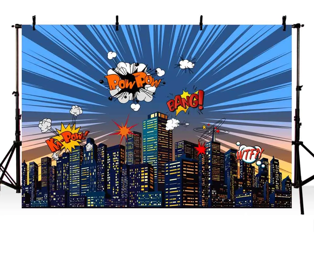 Vinyl Photography Background Cartoon Superman City Zop Children ...