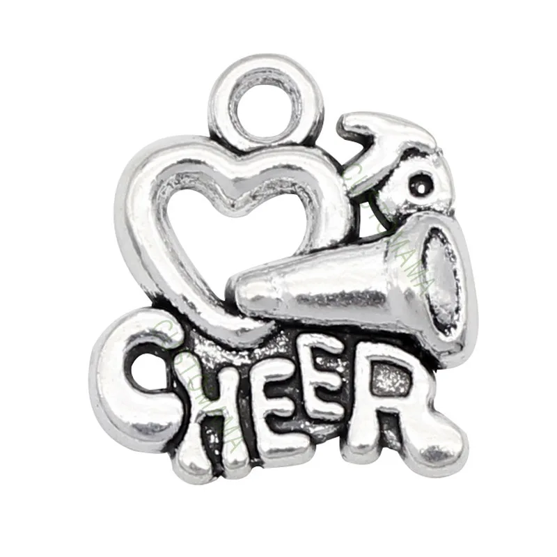60pcs-Cheerleader-Charms-Antique-Silver-Love-to-Cheer-Charm-Pendant ...