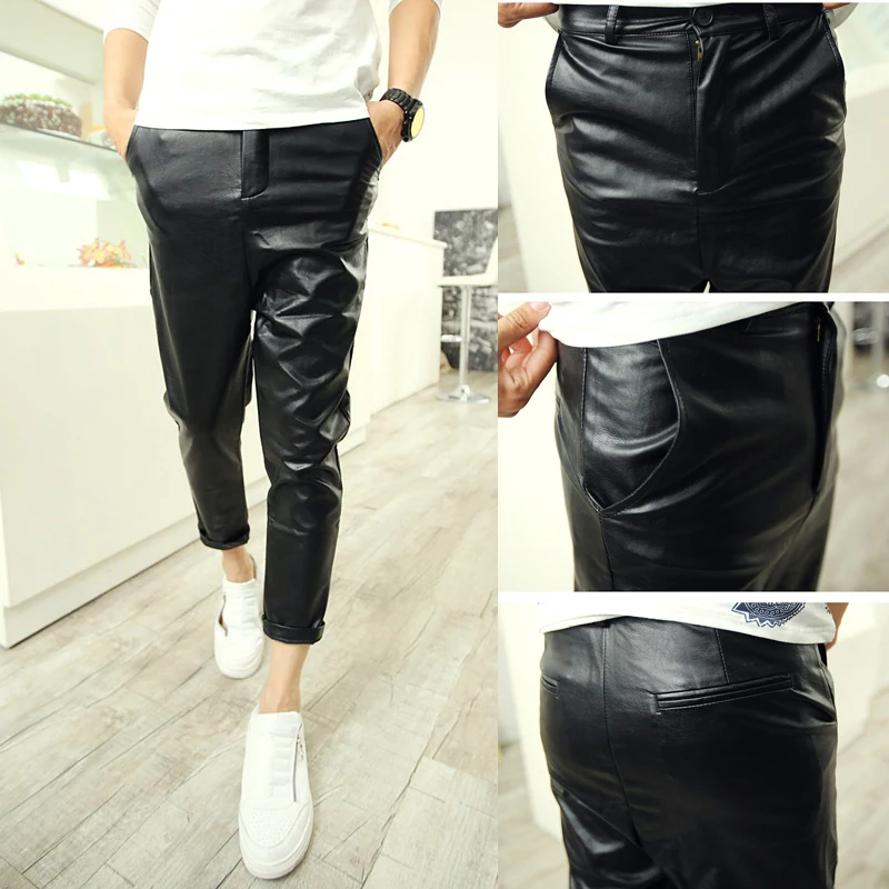 Costume-men-dj-performance-Male-fashion-leather-pants-ankle-length ...