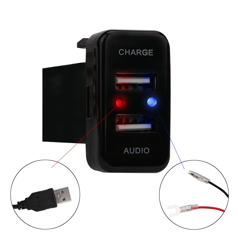 Interface USB Car Charger Socket Adapter and USB Audio Input Socket for ...