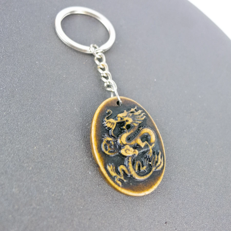 Long The 12 Chinese Zodiac Key Chain limitation Yak Bone Material Bone ...
