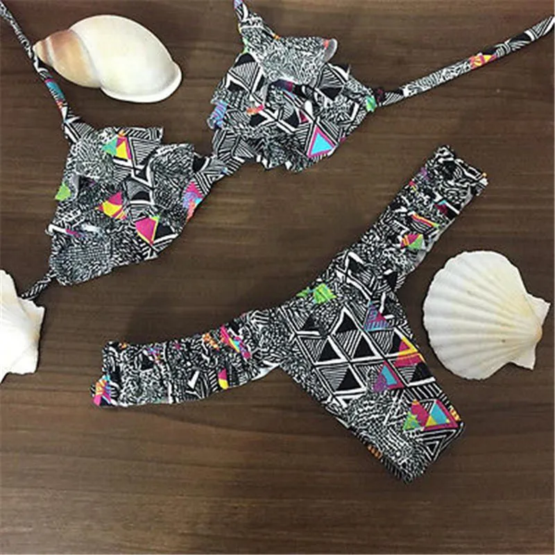 2017 Femmes Sexy Maillot De Bain Vintage Impression Fronde Brésilienne
