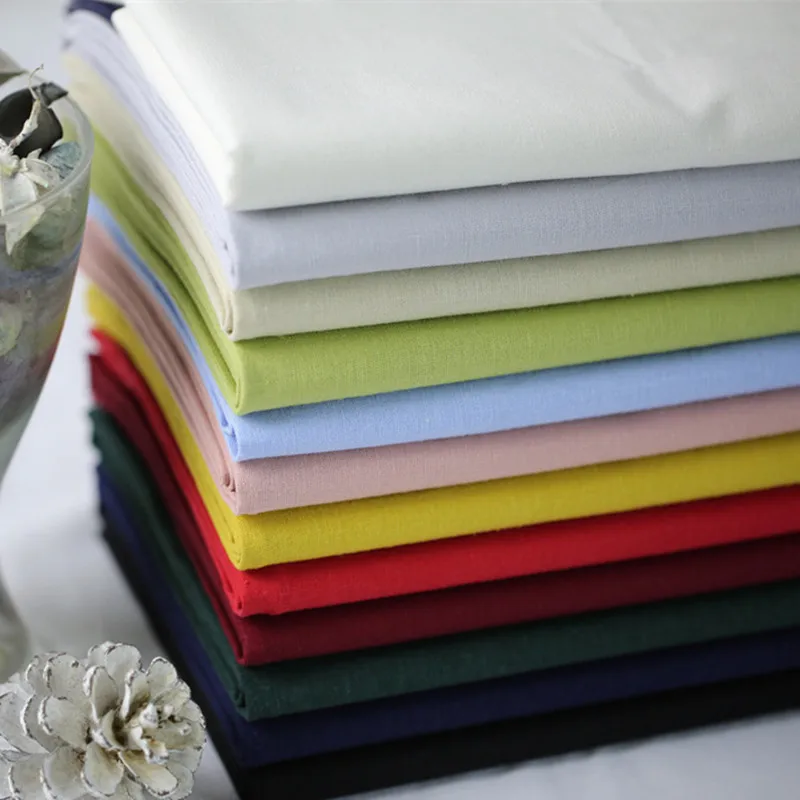 Solid Color Pattern Cloth Natural Cotton Linen Fabric Quilting ...