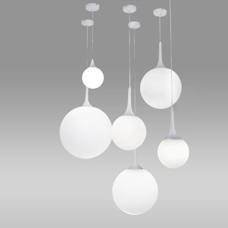 Post modern Creative Nordic Milk White Glass Ball Led E27 Pendant Light ...