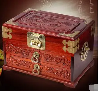 large jewelry box Chinese ancient marriage treasure chest solid wood ...
