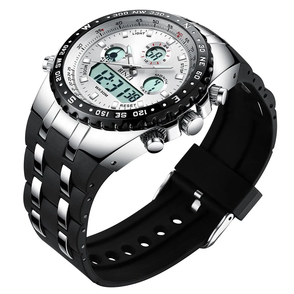 Big Dial Sports Watches For Men Analog Digital Display Waterproof