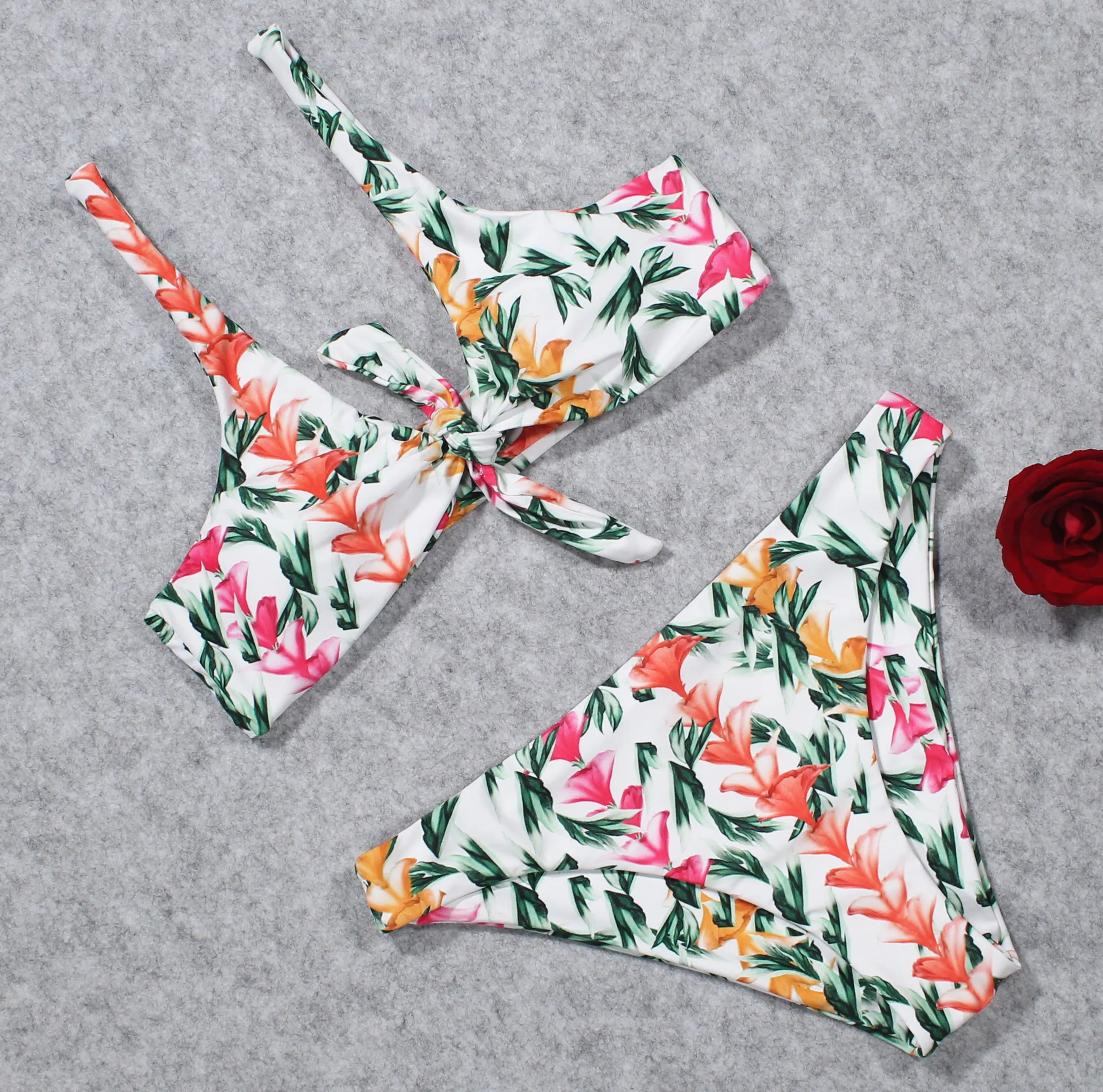 Buy Bow Knot Bikini Set Floral Swimsuit Women Sexy