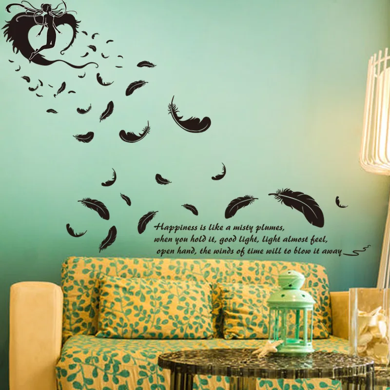 New Foreign Trade Feathers Of Modern Wall Stickers Removable Sticker ...