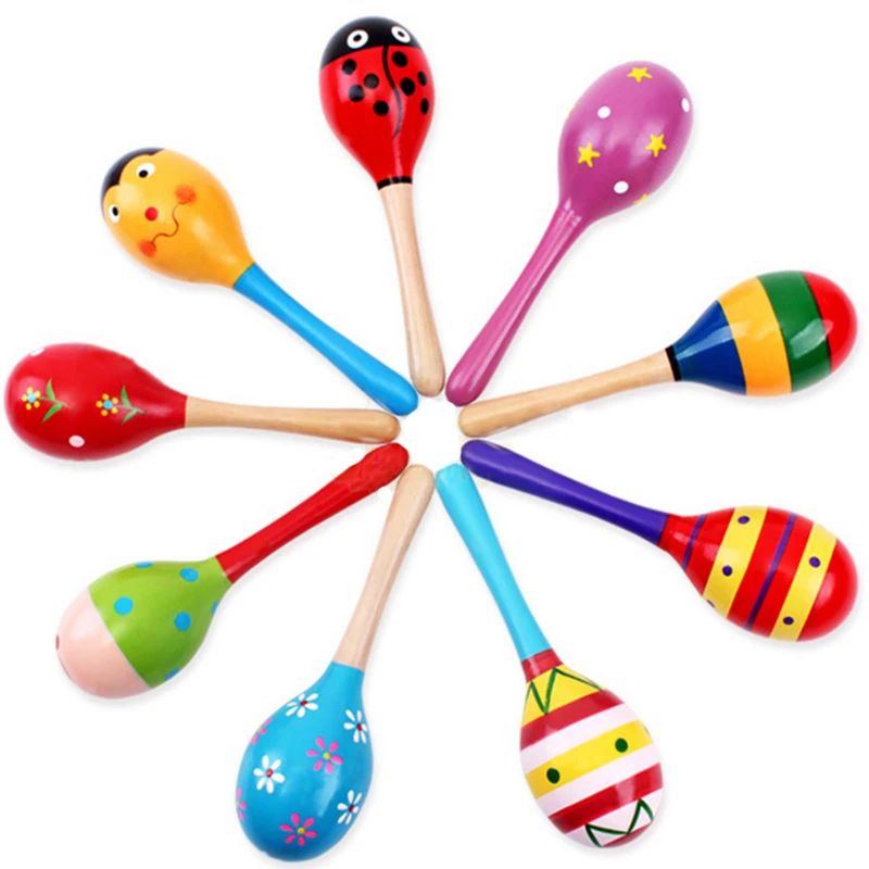 Aliexpress.com : Buy Baby Colorful Wooden Maracas Musical Instrument ...