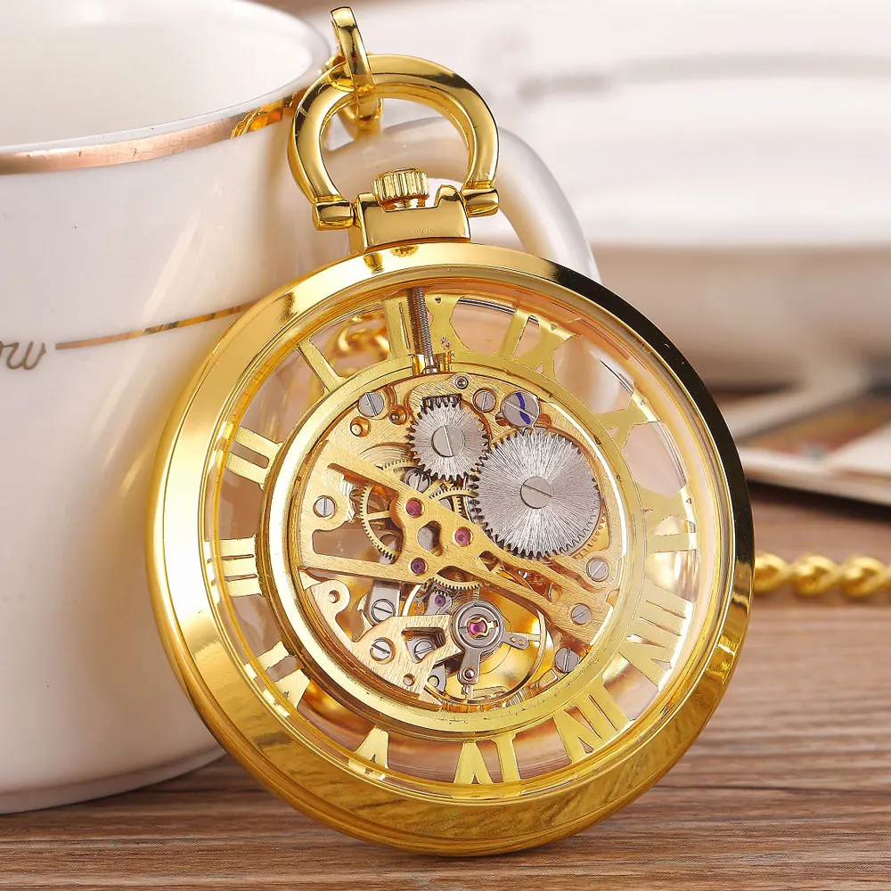 Fine-Workmanship-Hollow-Gold-Mechanical-Pocket-Watch-Chain-Luxury-Top ...