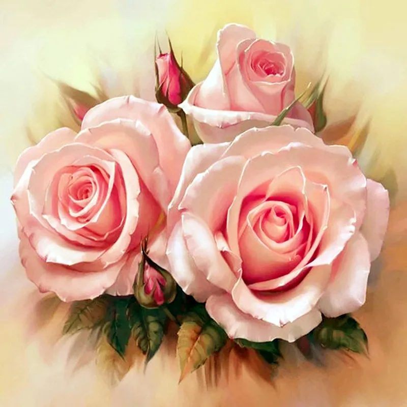 diy diamond painting pink Roses icons plant 3D diamond mosaic christmas ...