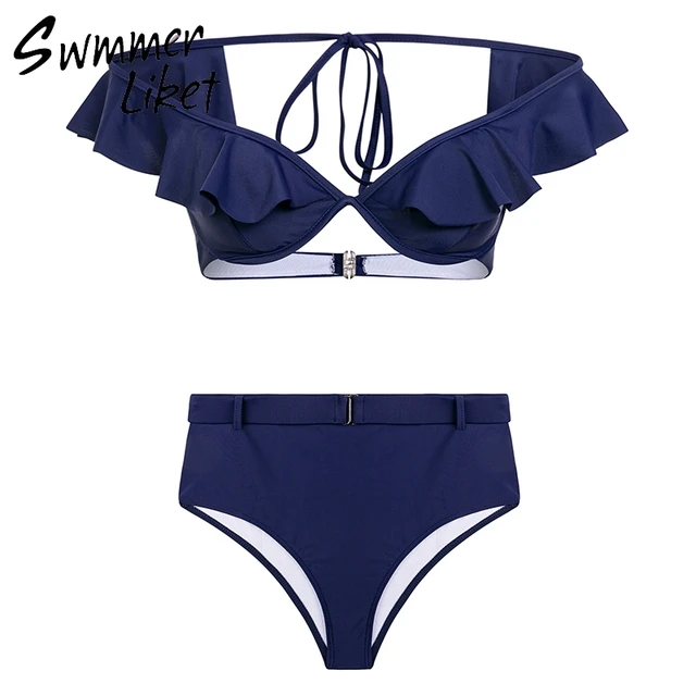 Aliexpress.com : Buy Red ruffled swimsuit female Sexy deep v bathing ...