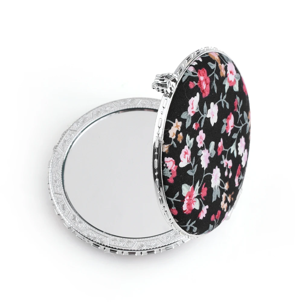 Random Color 1pc Mini Makeup Compact Pocket Floral Mirror Portable Two