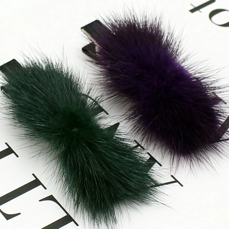 Fashion Accessories 2018 Elegant Women Faux Fur Hair Clips For Women ...