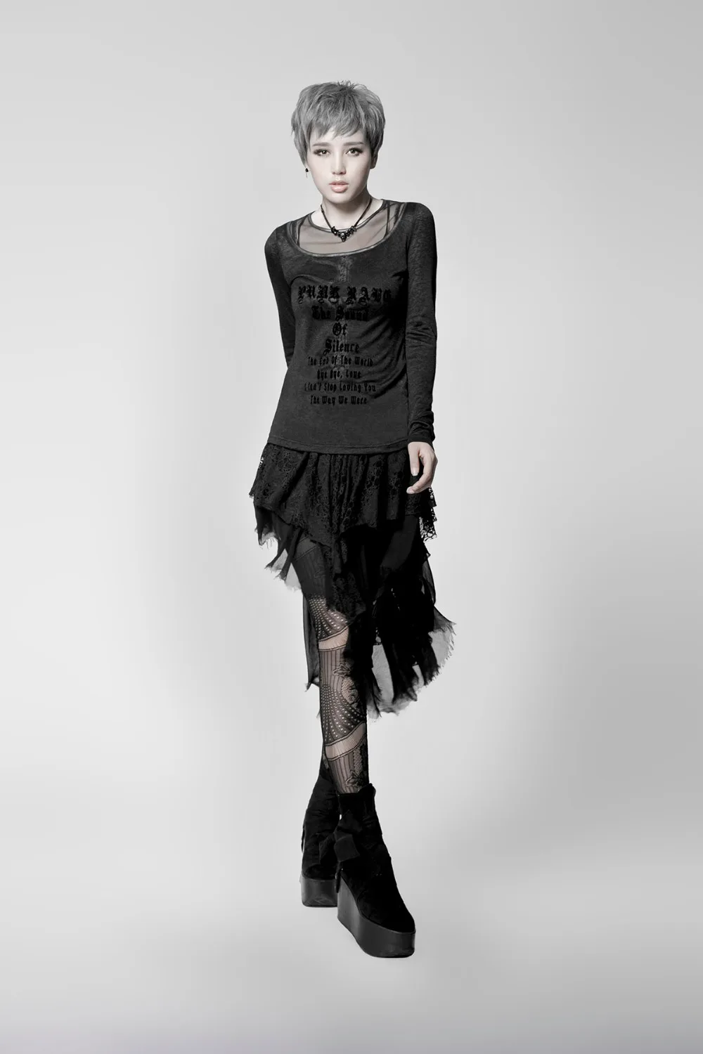 PUNK RAVE Gothic style black cross knitted full sleeve T shirt PT 019|t ...