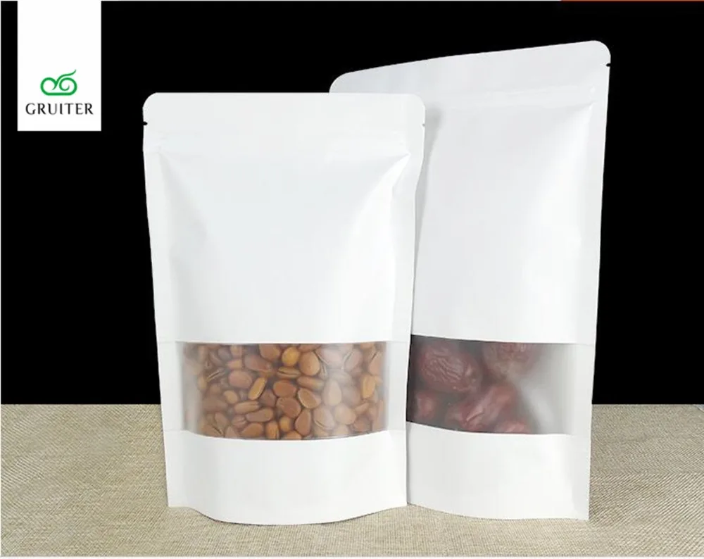 12x20cm(4.75x7.75") Round Corner White Kraft Paper Bag With Matte ...