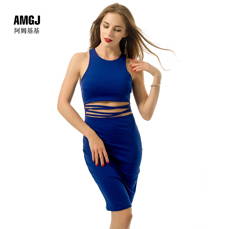 2017 Summer Vestidos Round Neck Sleeveless Belly Umbilical Sexy Strap ...