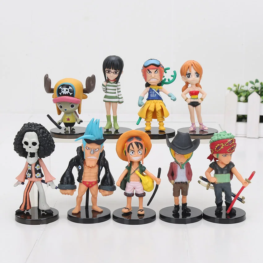 Free shipping 9Pcs/set One Piece Action Figures Luffy Zoro Nami Usopp ...