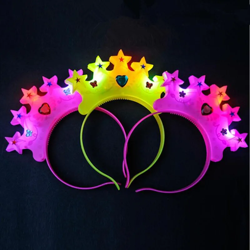 Women Girls Light Up Crown Star Headband Blinking LED Flashing Headwear ...