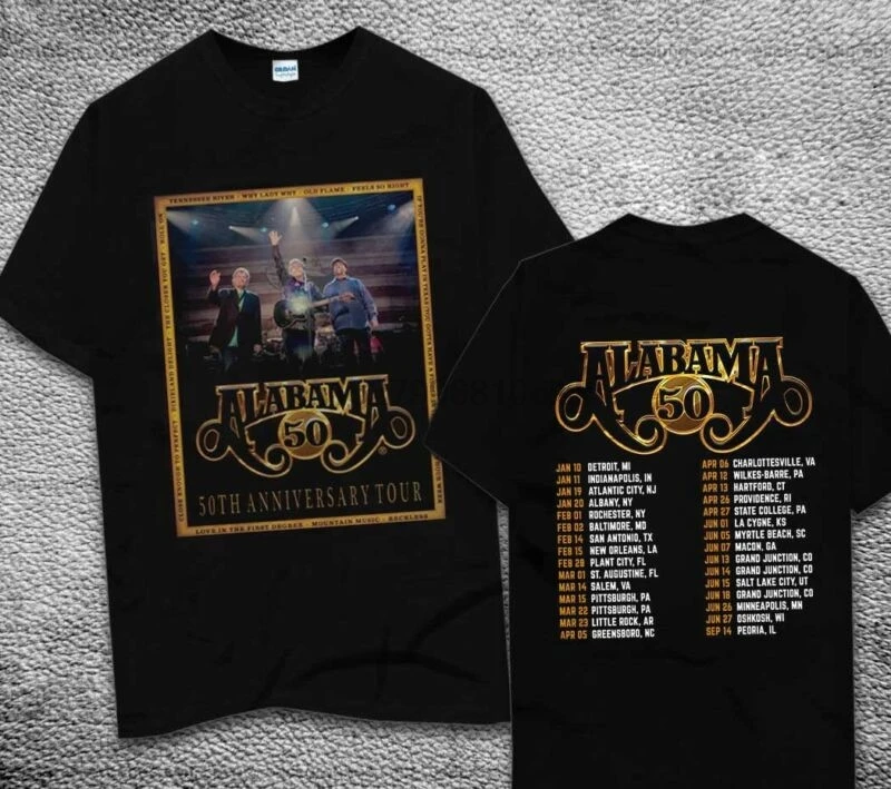 New Alabama Band 50th Anniversary World Tour 2019 Black Tshirt Size S ...