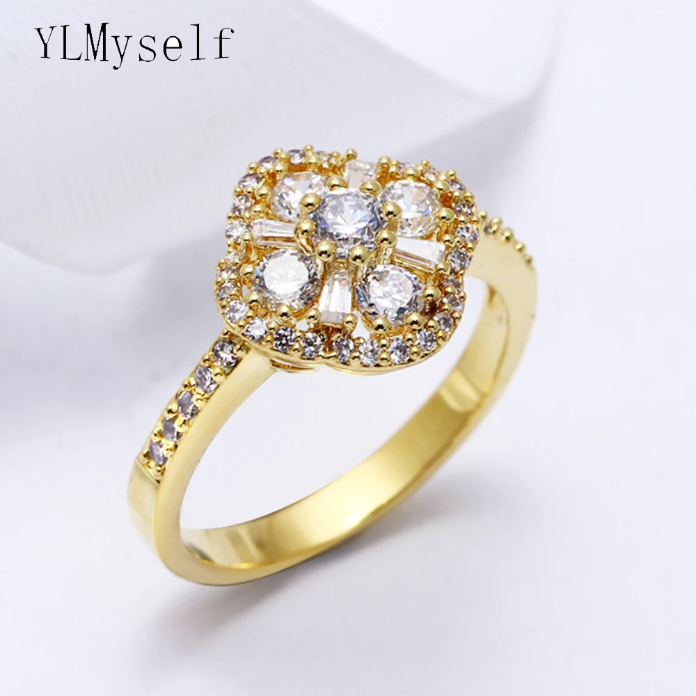 Very Cute Ring Gold And White Color Cubic Zirconia Crystal Petty Rings ...