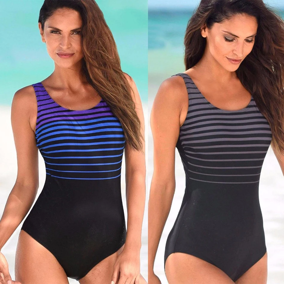 Gradient One Piece Swimwear Vintage Women Swimsuit High Quality