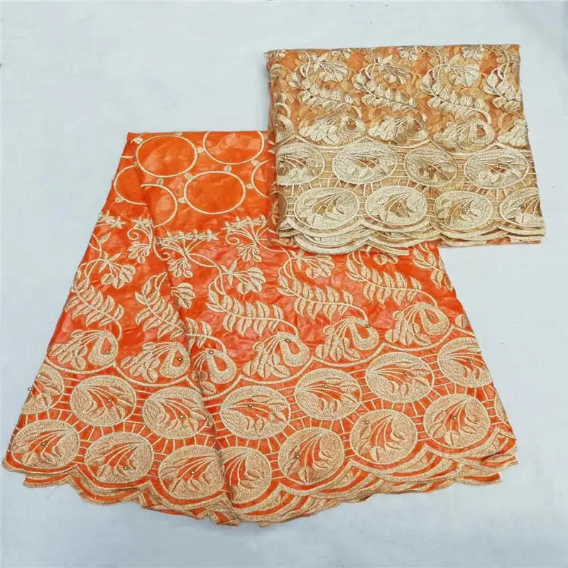 2018 bazin riche with orange bead africain bazin riche tissu de haute ...