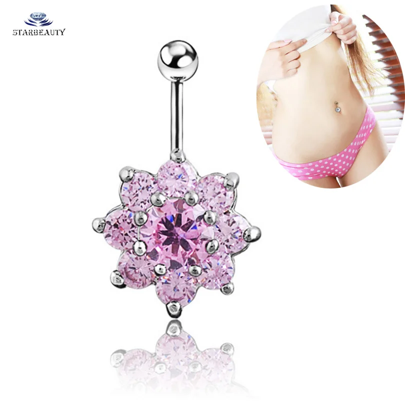 Sexy-Pink-Flower-Navel-Piercing-Ombligo-White-AAA-Zircon-Navel-Ring-Belly-Button-Rings-Pircing ...