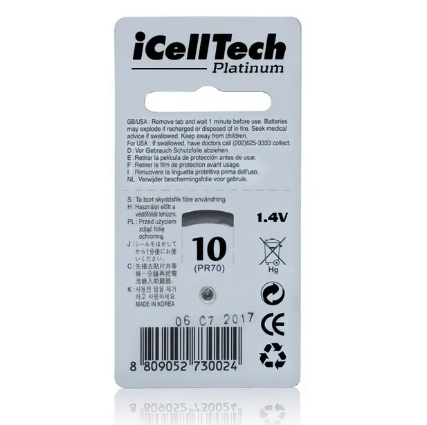 60 x батареи слухового аппарата A10 10A ZA10 10 S10, 60 PCS батареи ...